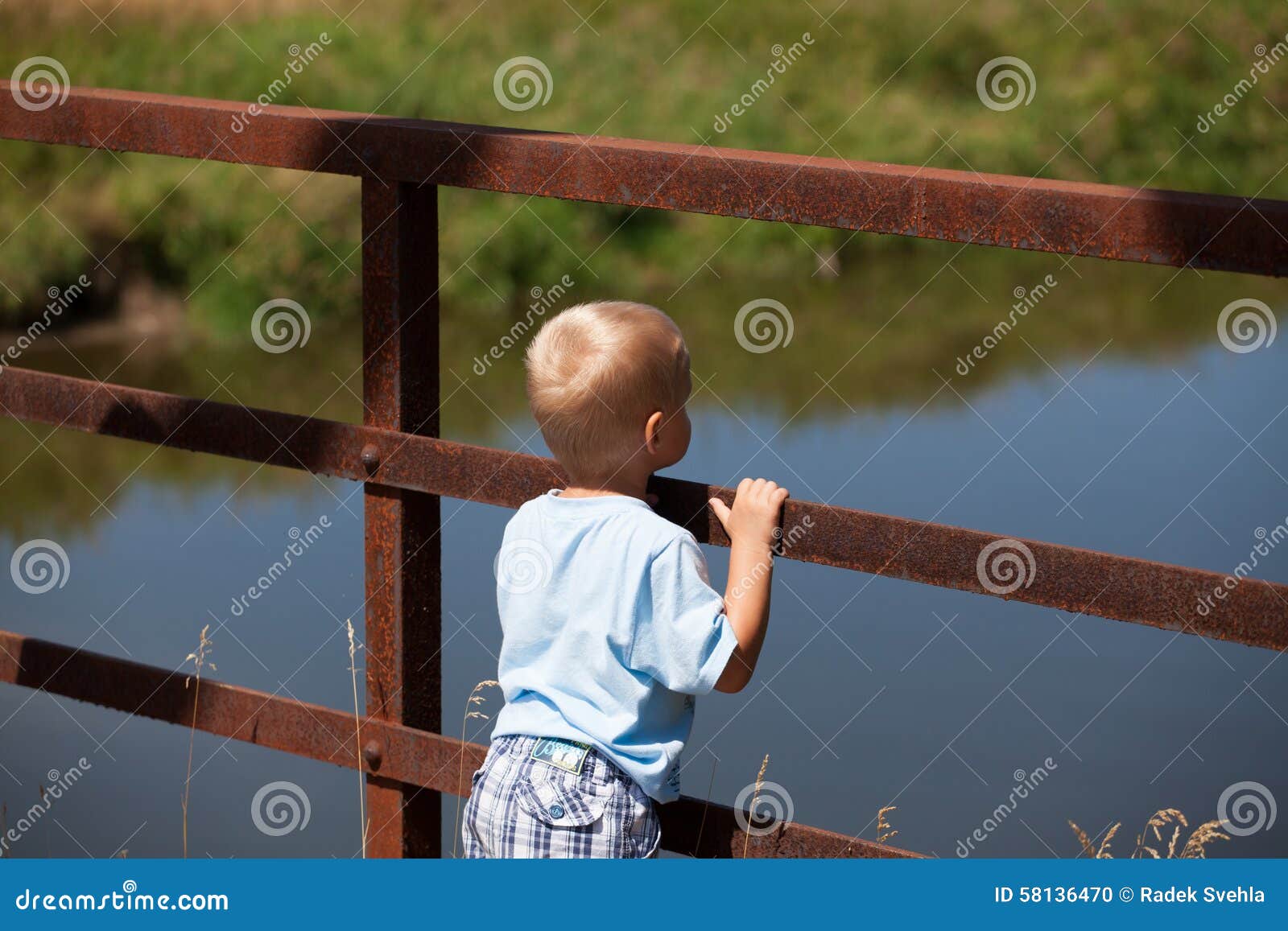 Boy and river. stock photo. Image of little, happiness - 58136470