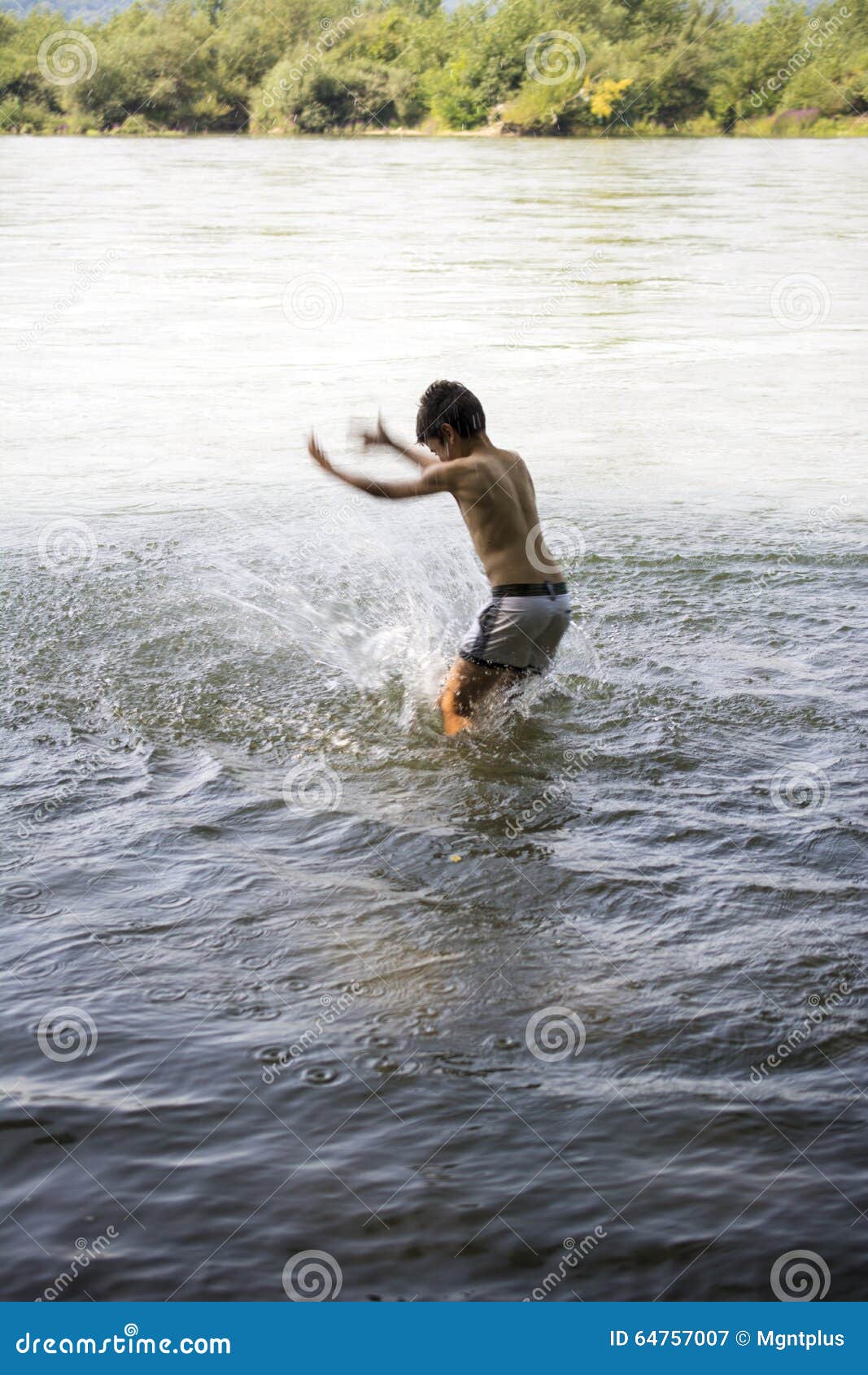 Boy and a river stock image. Image of fresh, summer, cool - 64757007