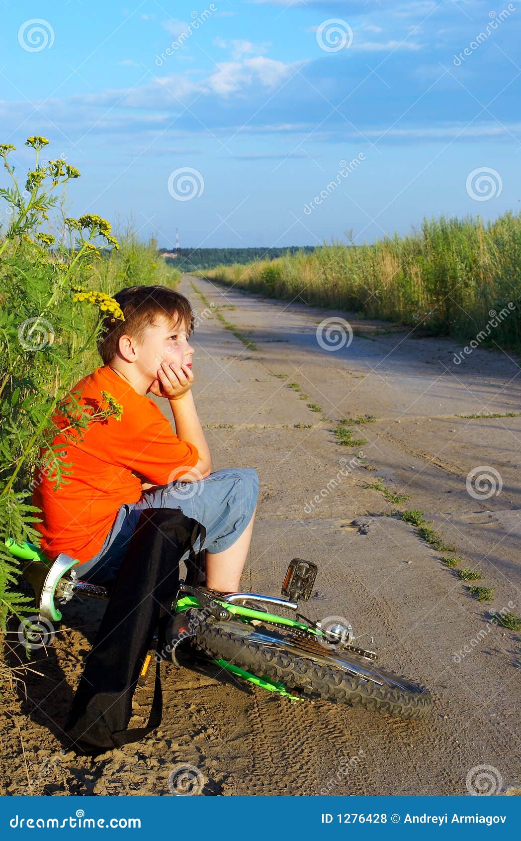 The boy on road stock photo. Image of skyline, road, cloud - 1276428