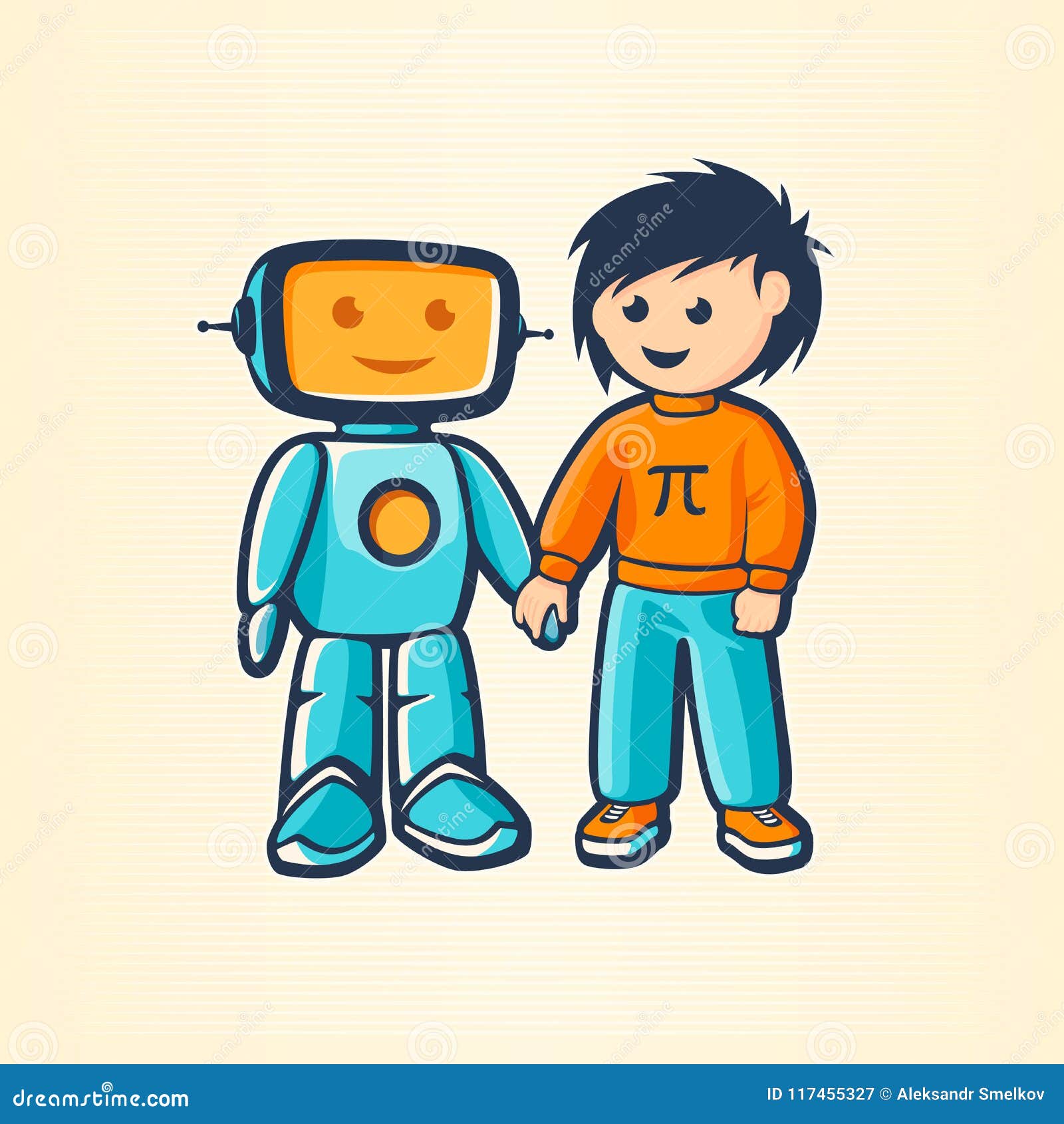 Boy and robot stock vector. Illustration of machine - 117455327