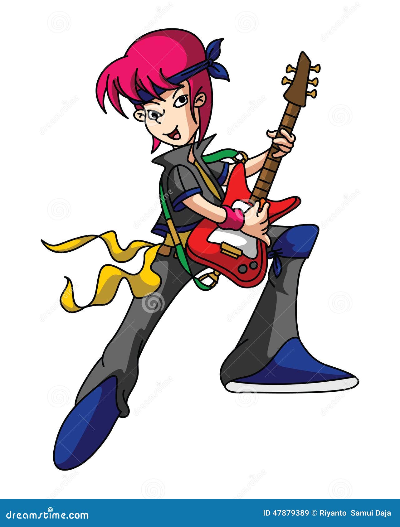 Boy rocker stock vector. Illustration of guitar, background - 47879389