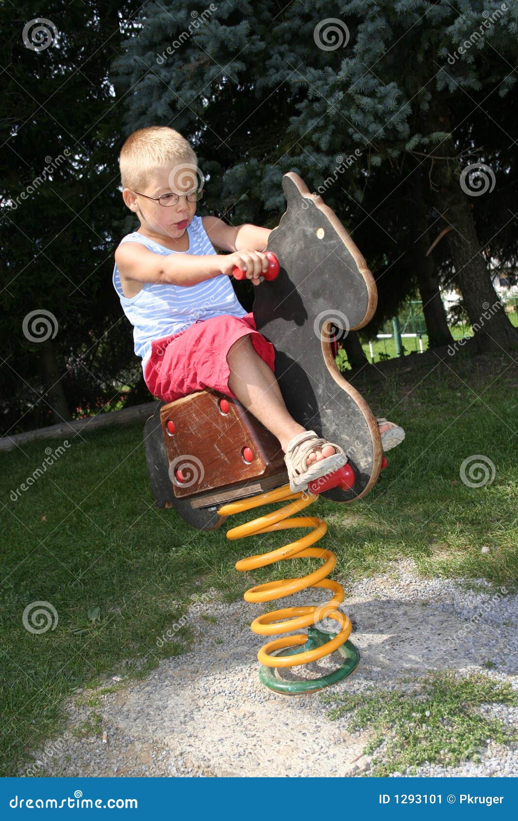 Boy and rocking Horse stock image. Image of summer, horse - 1293101