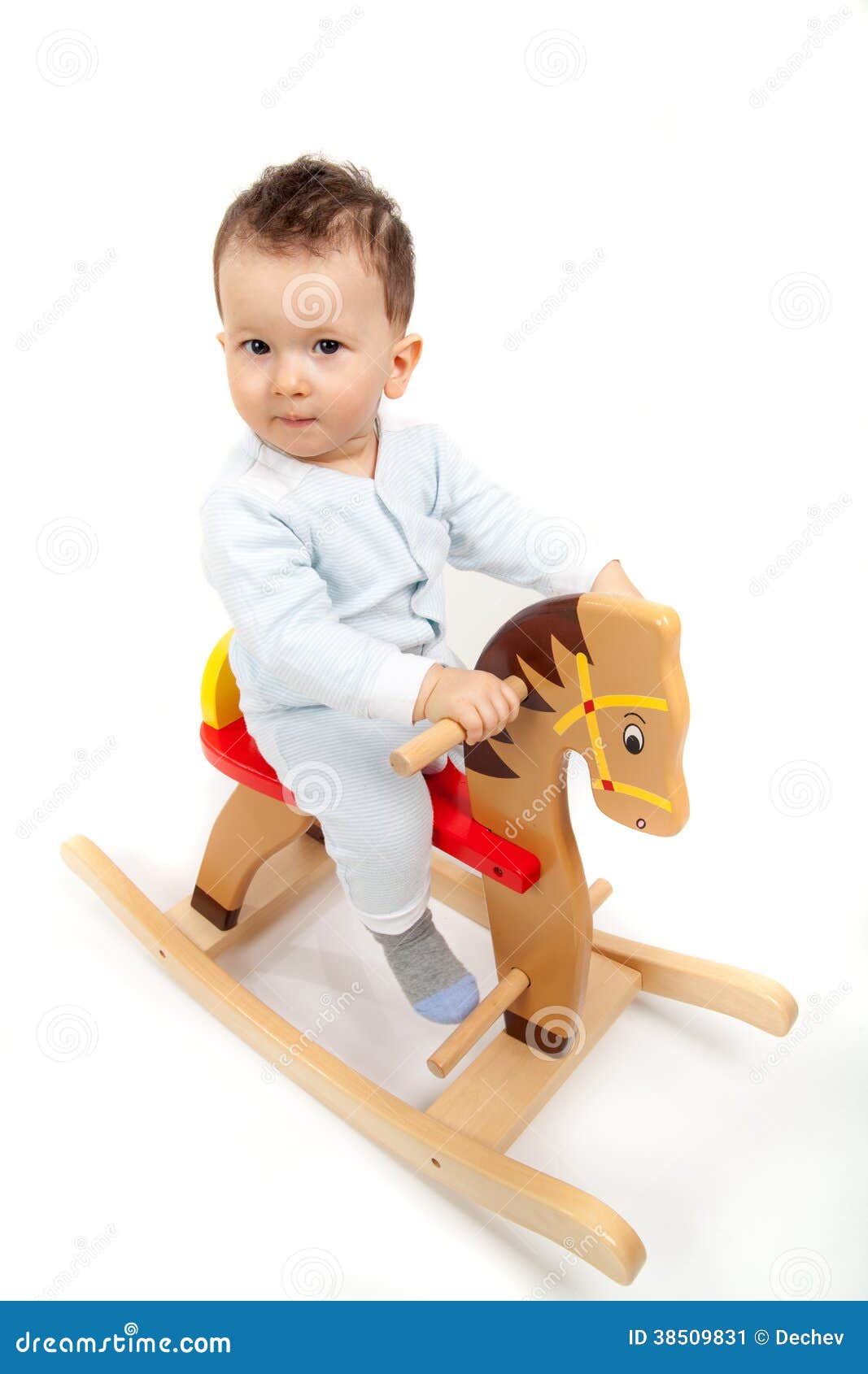 Boy on a rocking horse. stock image. Image of play, cute - 38509831