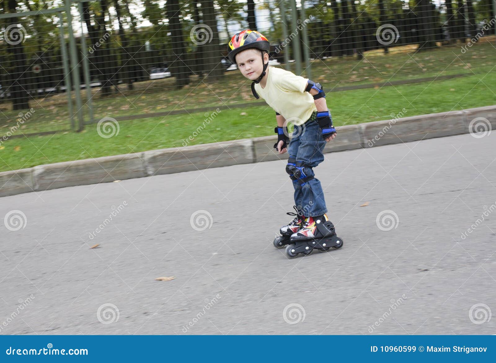 The Boy on the Roller Blades Stock Image - Image of skate, roller: 10960599