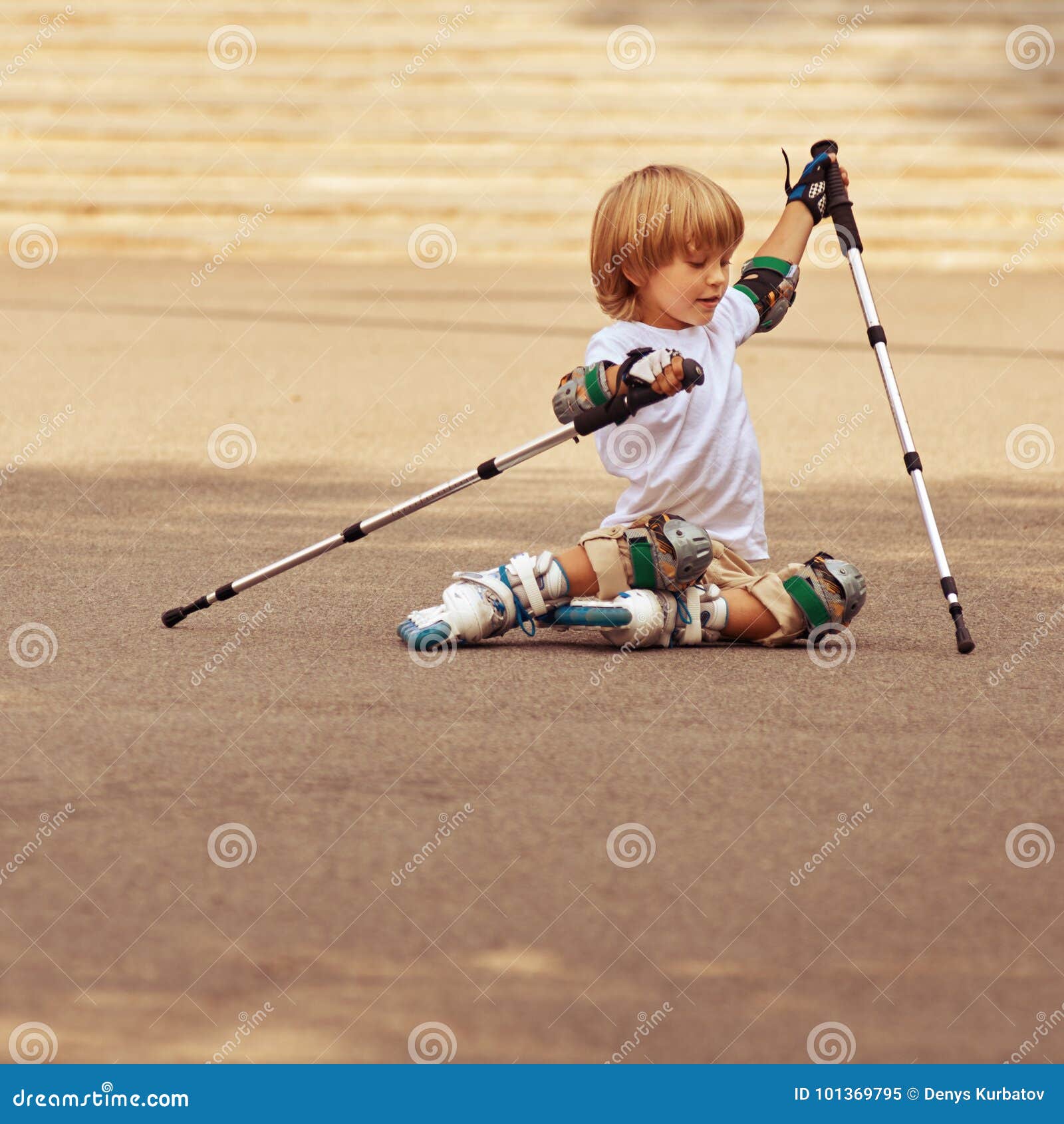 Boy after Rollerskating Fall Stock Image - Image of inline ...