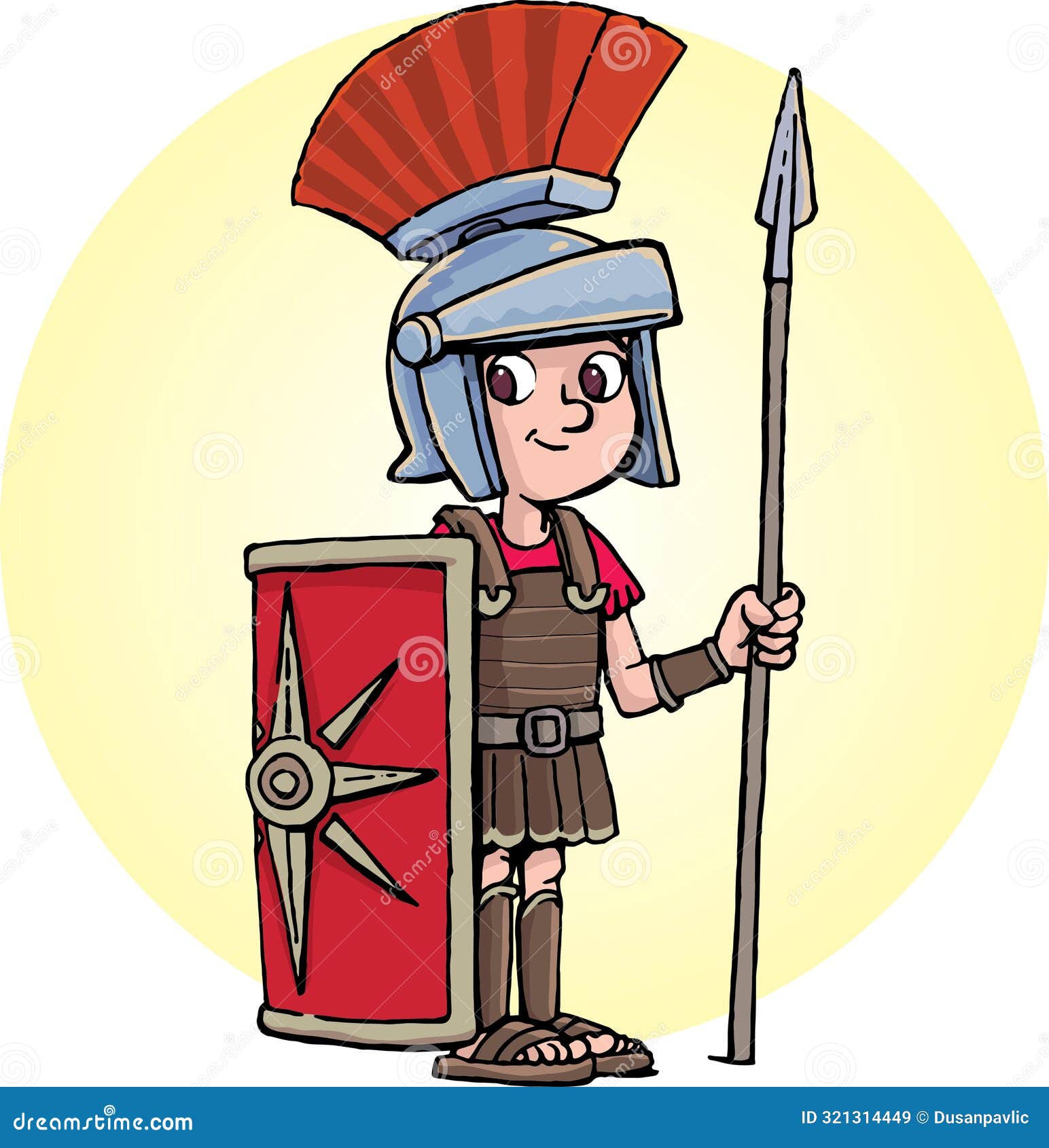 Boy Roman Legionnaire with Spear and Shield Stock Illustration ...