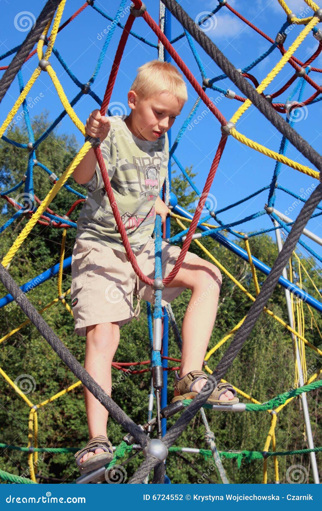 Boy on ropes stock photo. Image of brave, real, youthful - 6724552