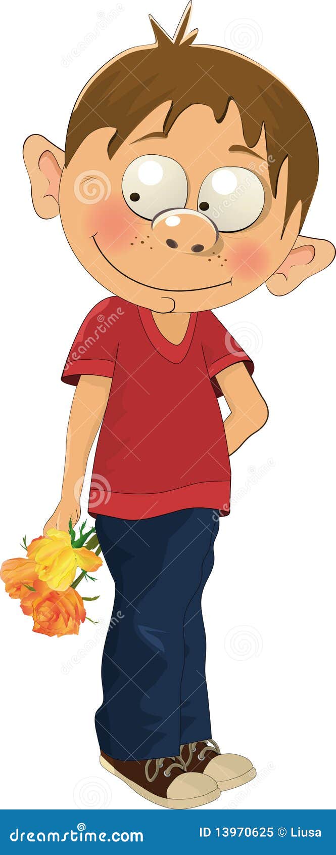 The boy with roses stock vector. Illustration of petal - 13970625