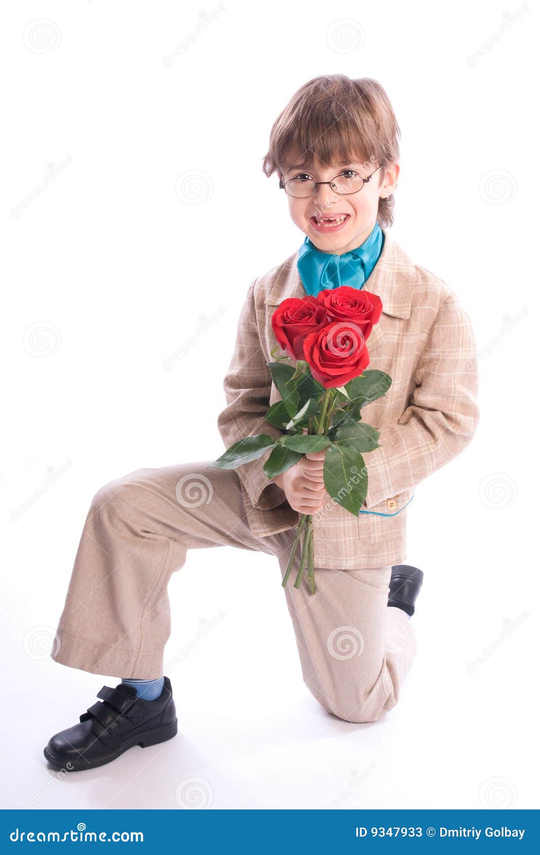The Boy with Roses on a Knee Stock Image - Image of romance, baby: 9347933