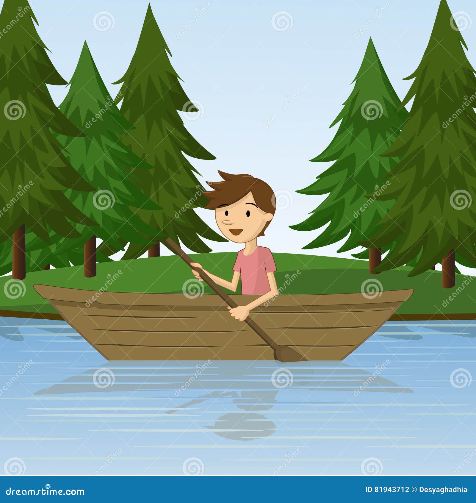 Rowing Boat Background Cartoon Vector | CartoonDealer.com #49452501