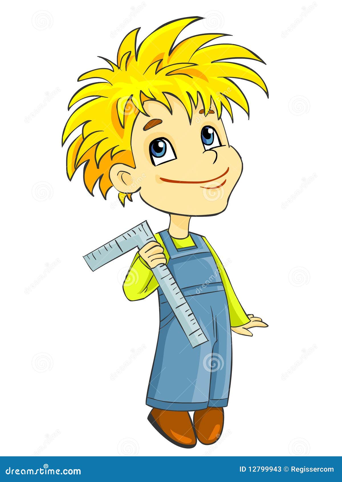 Boy with a ruler stock illustration. Illustration of adorable - 12799943