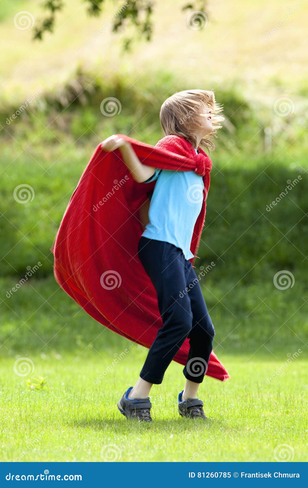 Boy Running Around in Red Towel Stock Image - Image of running, outside ...