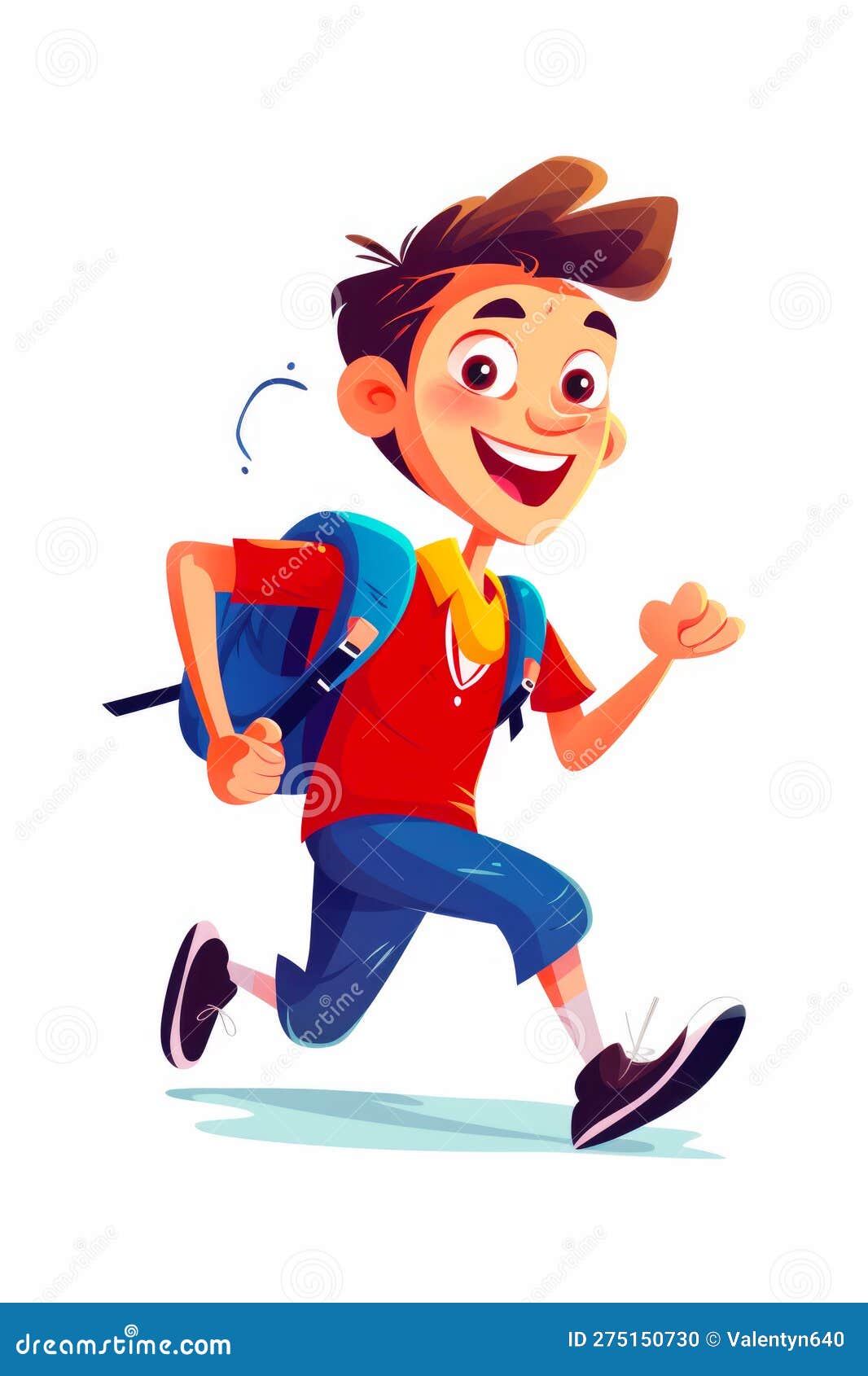 Boy Running with Backpack on His Back and Smile on His Face. Generative ...