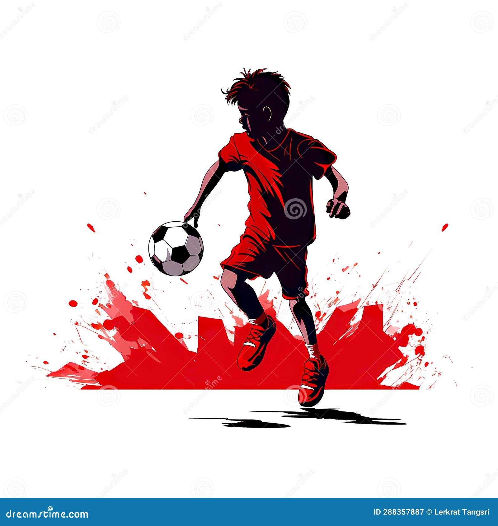 Boy running with ball stock illustration. Illustration of brand - 288357887