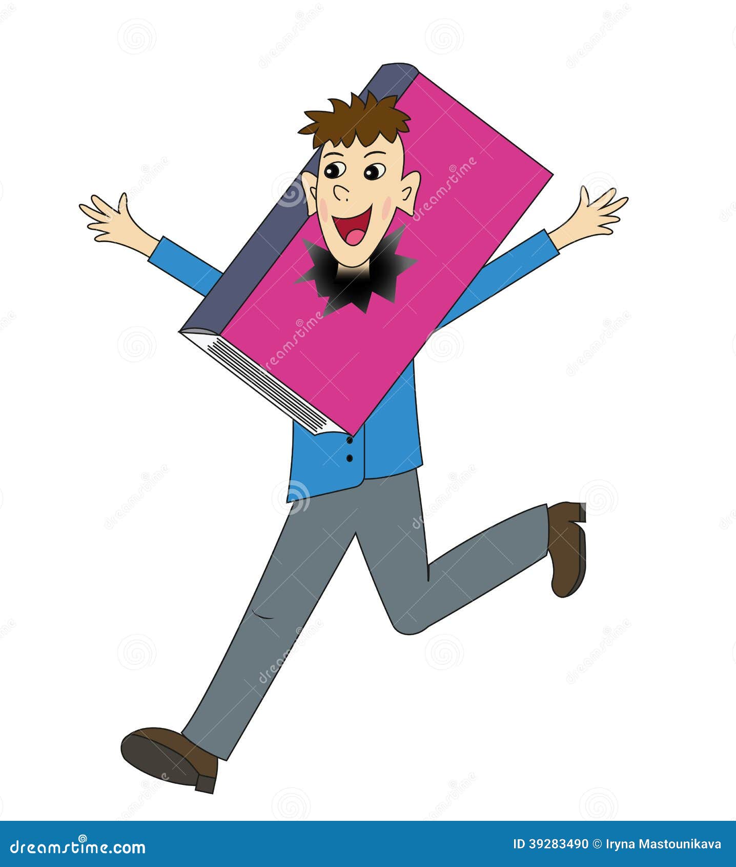 A boy running with a book. stock vector. Illustration of reader - 39283490