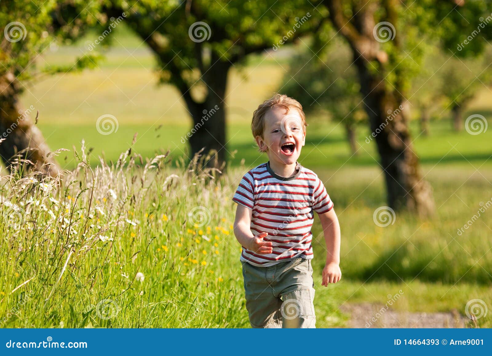 Boy Running Down a Dirtpath Stock Image - Image of person, excited ...