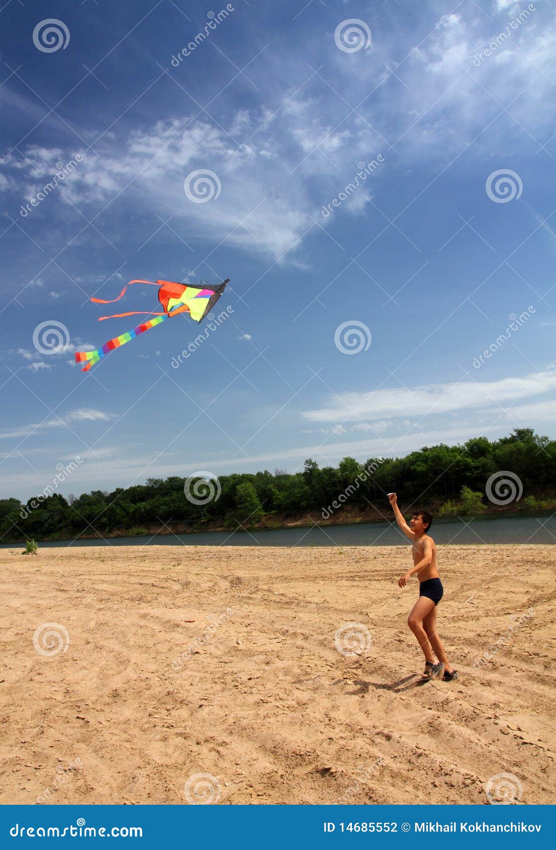 Boy Running With Kite Stock Image | CartoonDealer.com #2997001