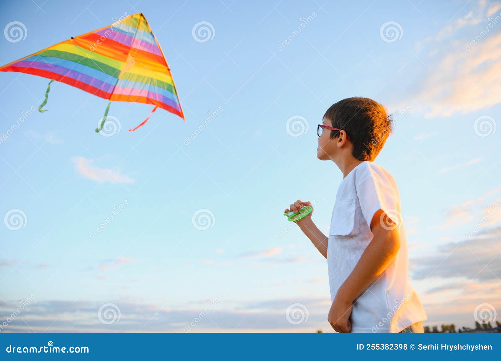 Boy is Running with a Kite during the Day in the Field Stock Photo ...