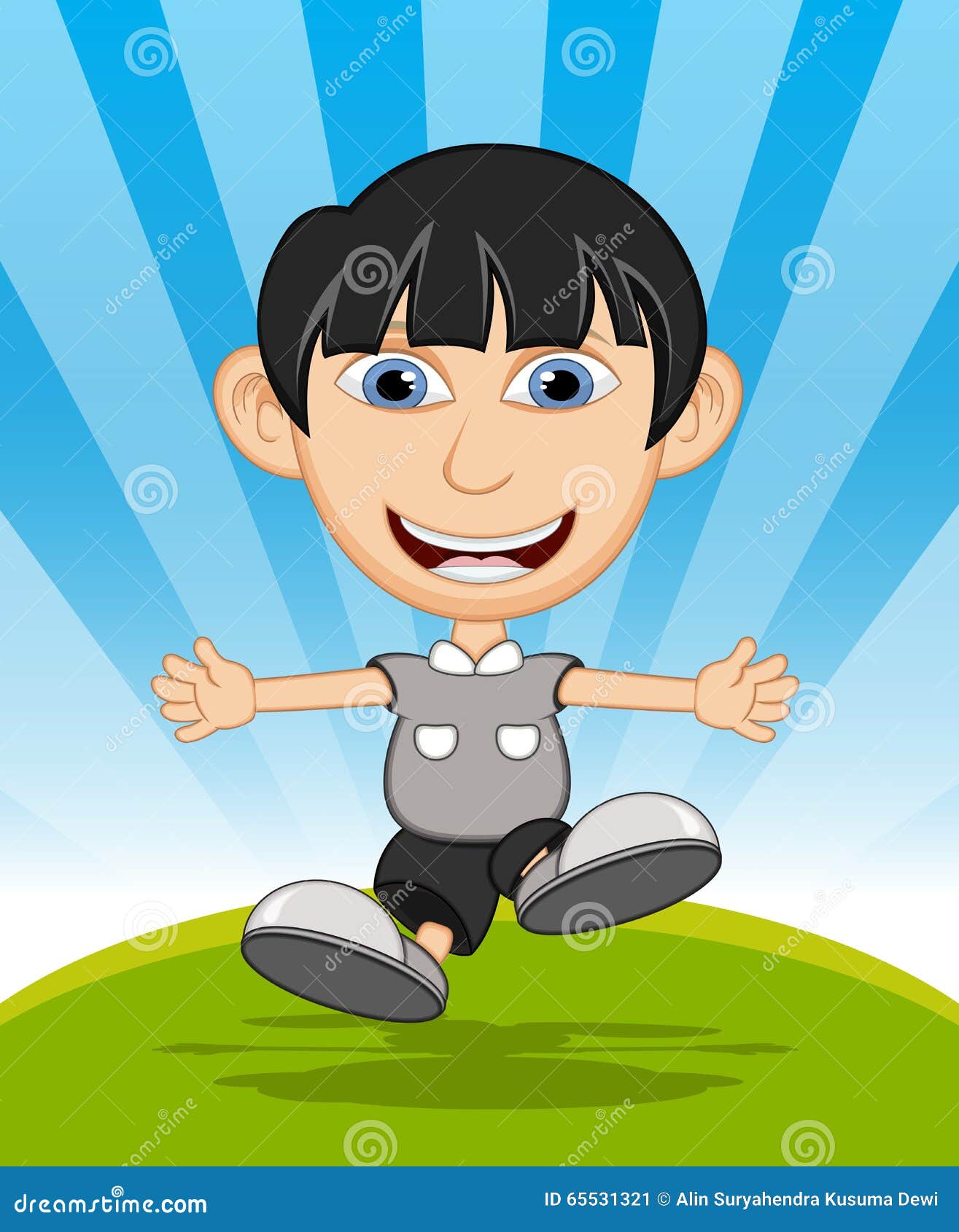 The Boy Running and Laughing Cartoon Vector Illustration Stock Vector ...