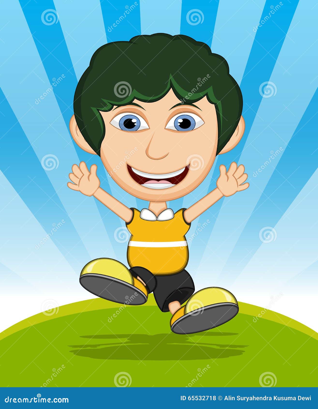 The Boy Running and Laughing Cartoon Vector Illustration Stock Vector ...