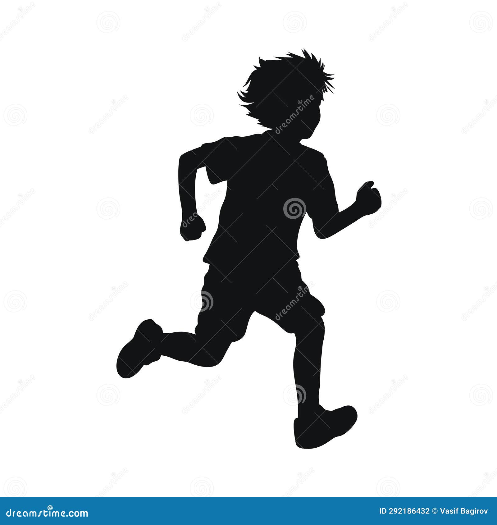 A Boy Running Silhouette Vector Stock Illustration - Illustration of ...