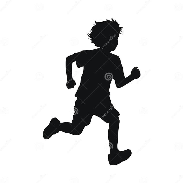 A Boy Running Silhouette Vector Stock Illustration - Illustration of ...