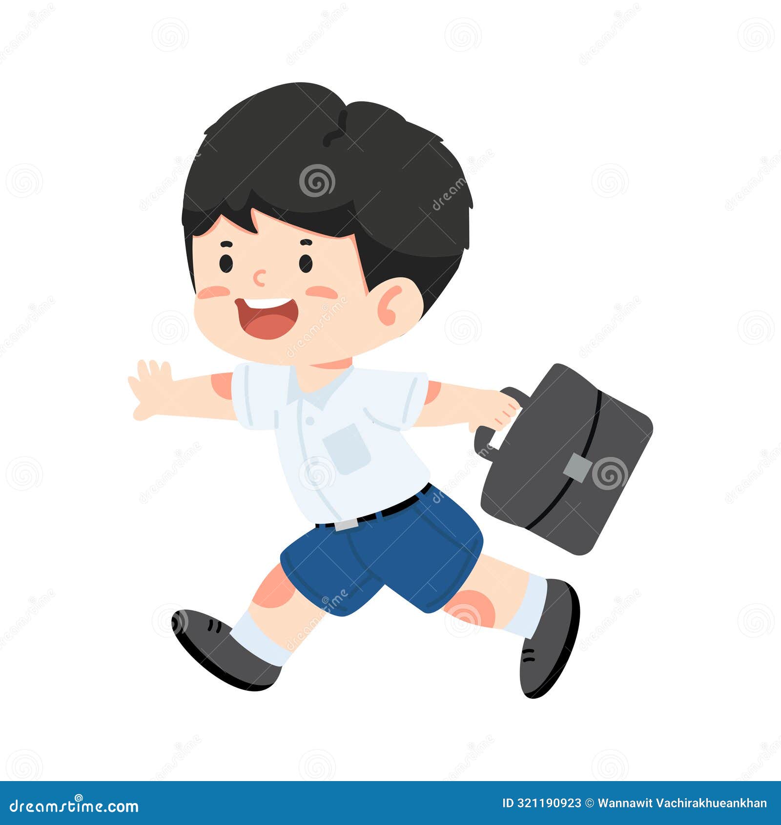 Boy Running To School with a Bag Stock Vector - Illustration of book ...