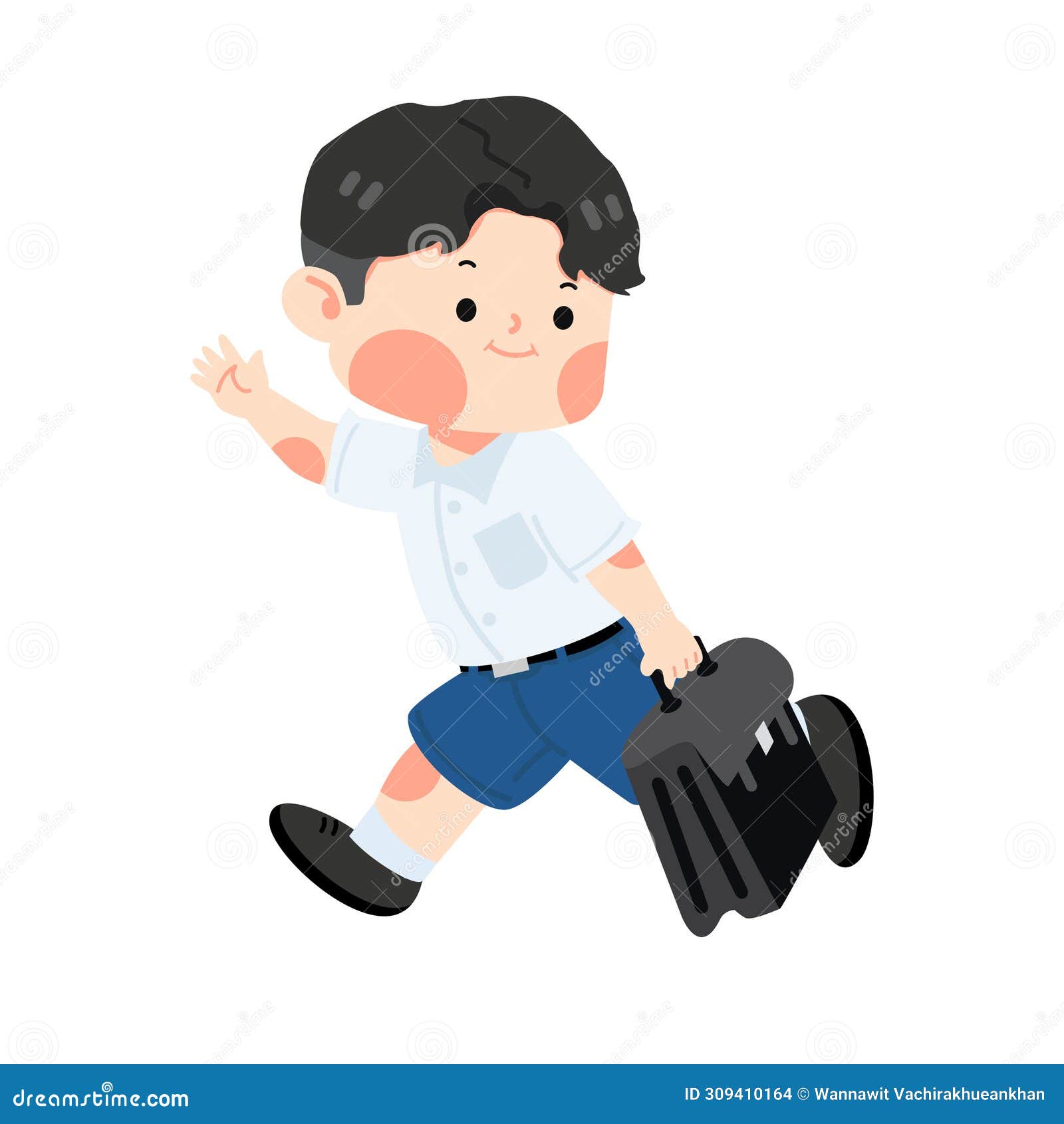 Boy Running To School Cartoon Stock Vector - Illustration of elementary ...