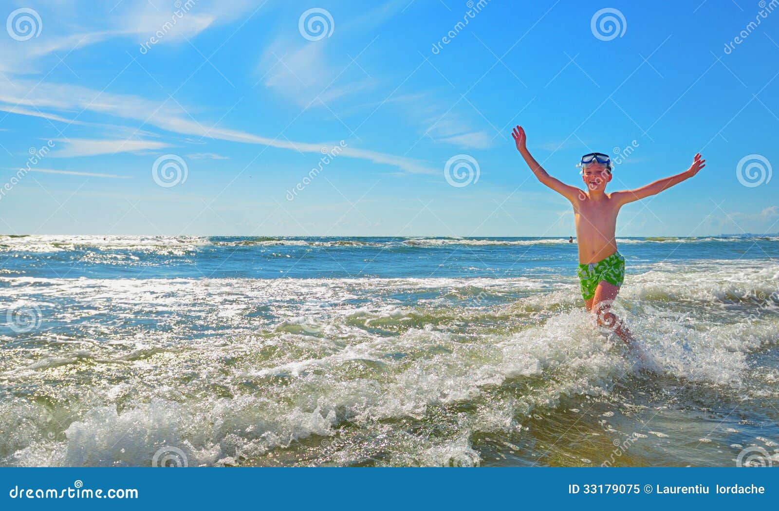Boy Running Through The Water Stock Image - Image of energy, splash ...