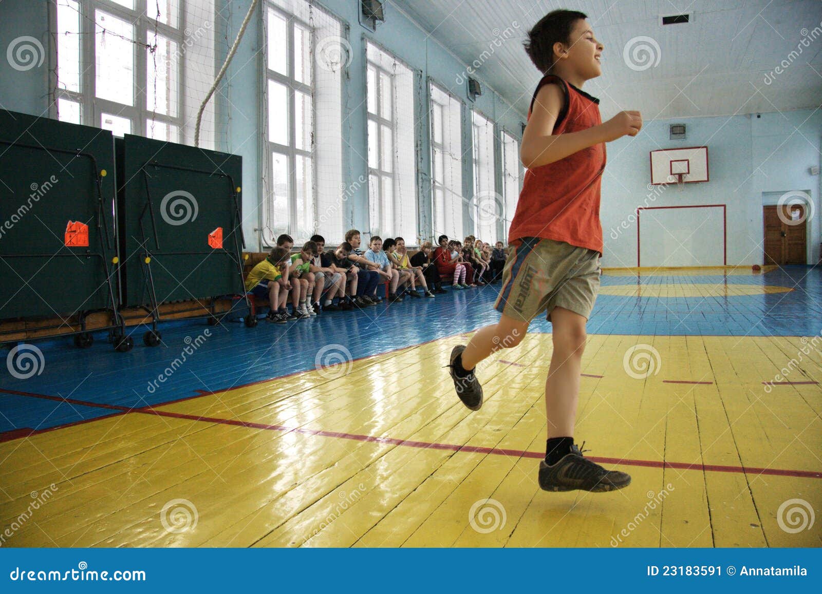 The Boy Runs in Physical Education School Editorial Photo - Image of ...