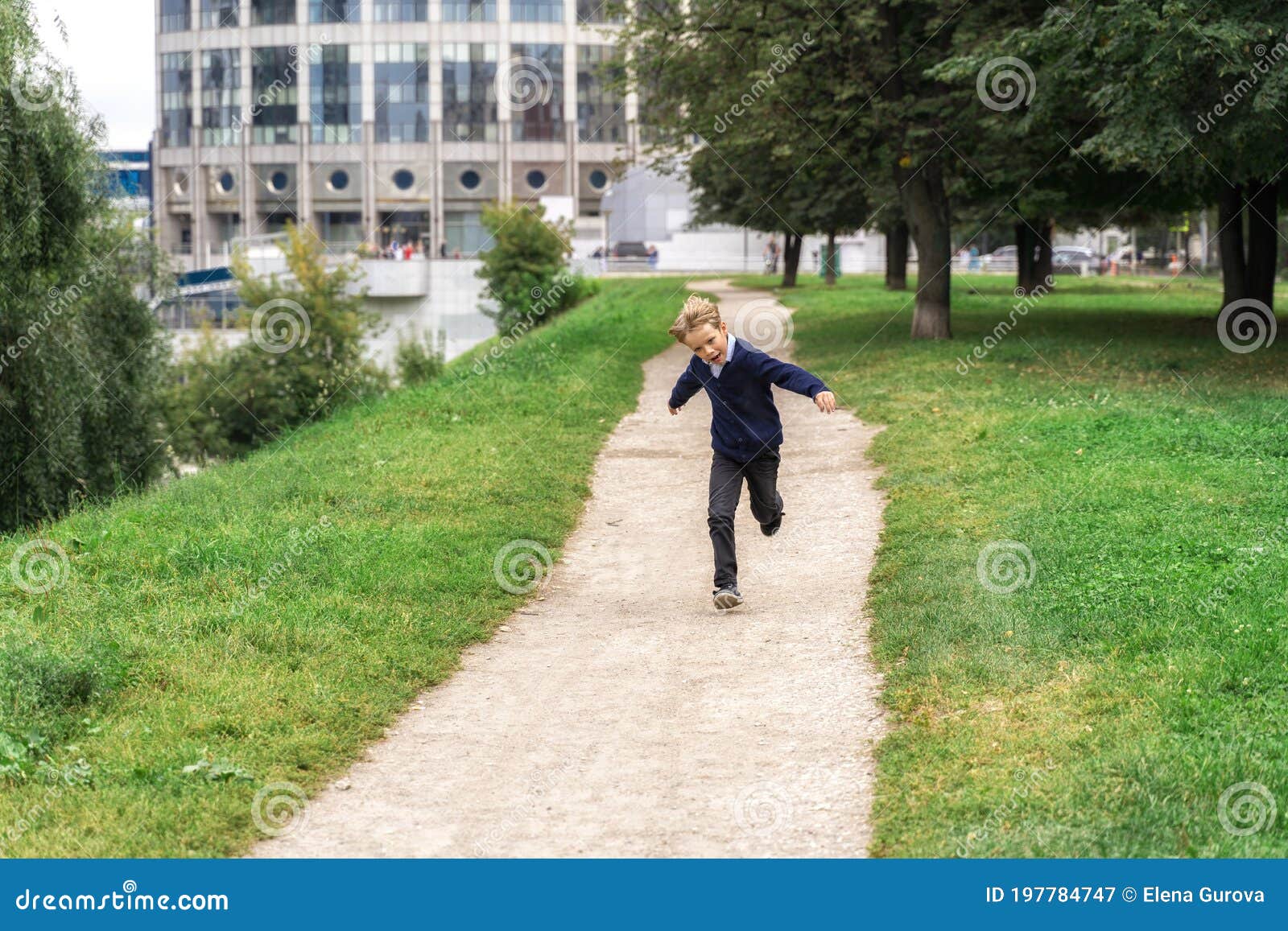 The Boy Runs Quickly Along the Path Stock Image - Image of active, like ...