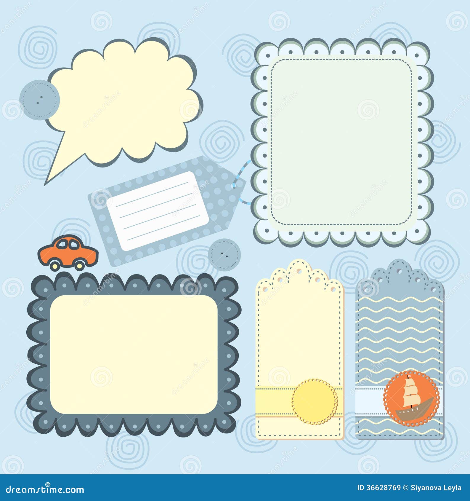Boy S Frame and Tags Collection for Scrapbook Stock Vector ...