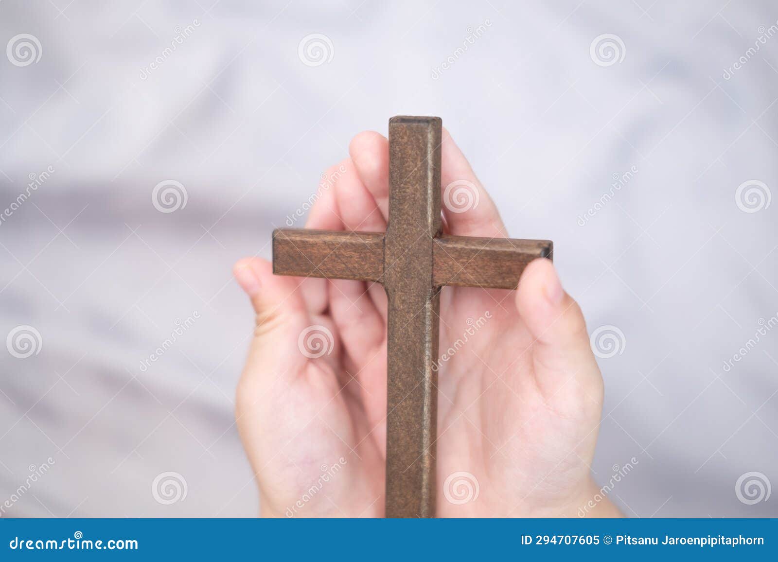The Boy S Hands are Holding a Cross Stock Image - Image of crucifix ...