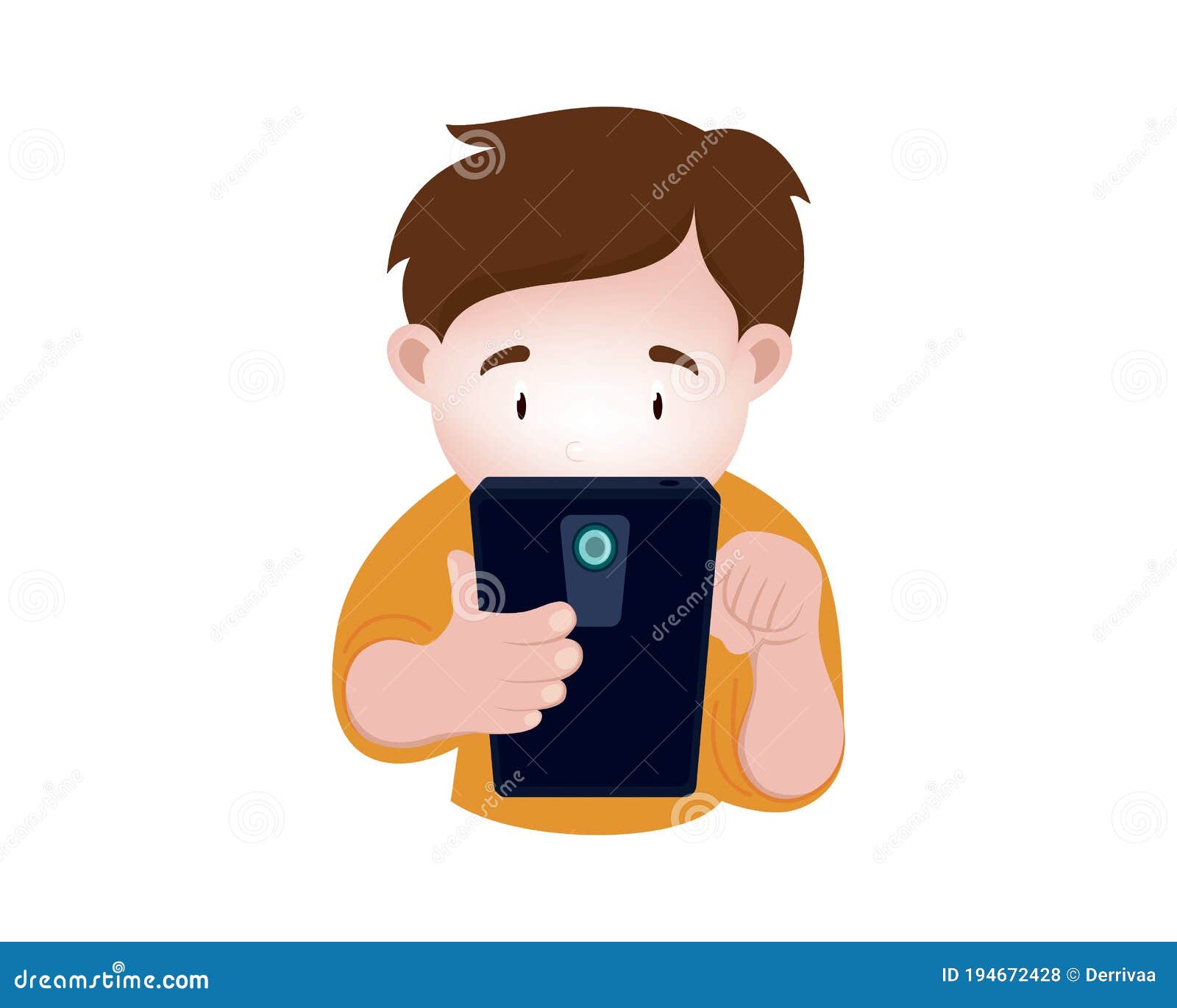 A Boy`s Using Smartphone Illustration Stock Vector - Illustration of ...