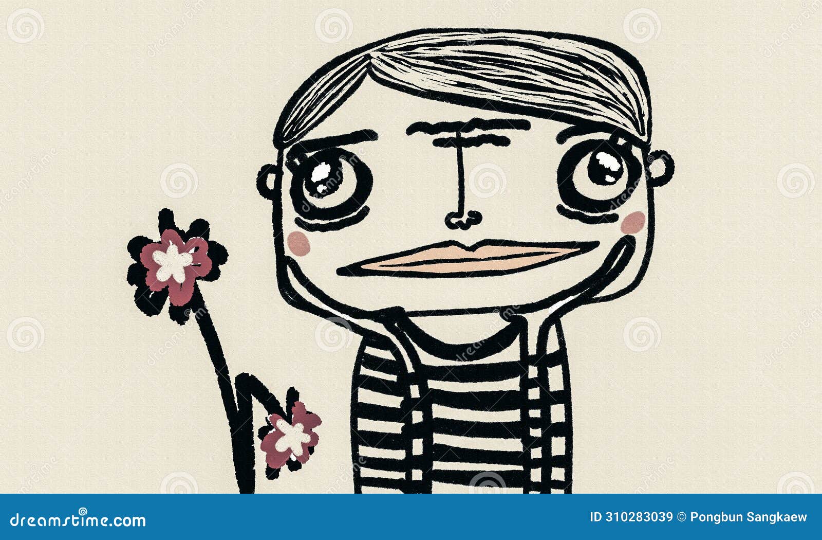 A Boy with a Sad Face and Withered Flowers Stock Image - Image of happy ...