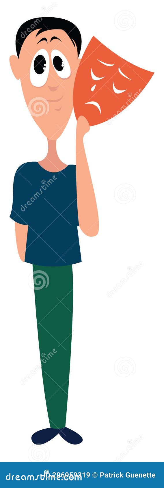 Boy with a Sad Mask, Illustration, Vector Stock Vector - Illustration ...