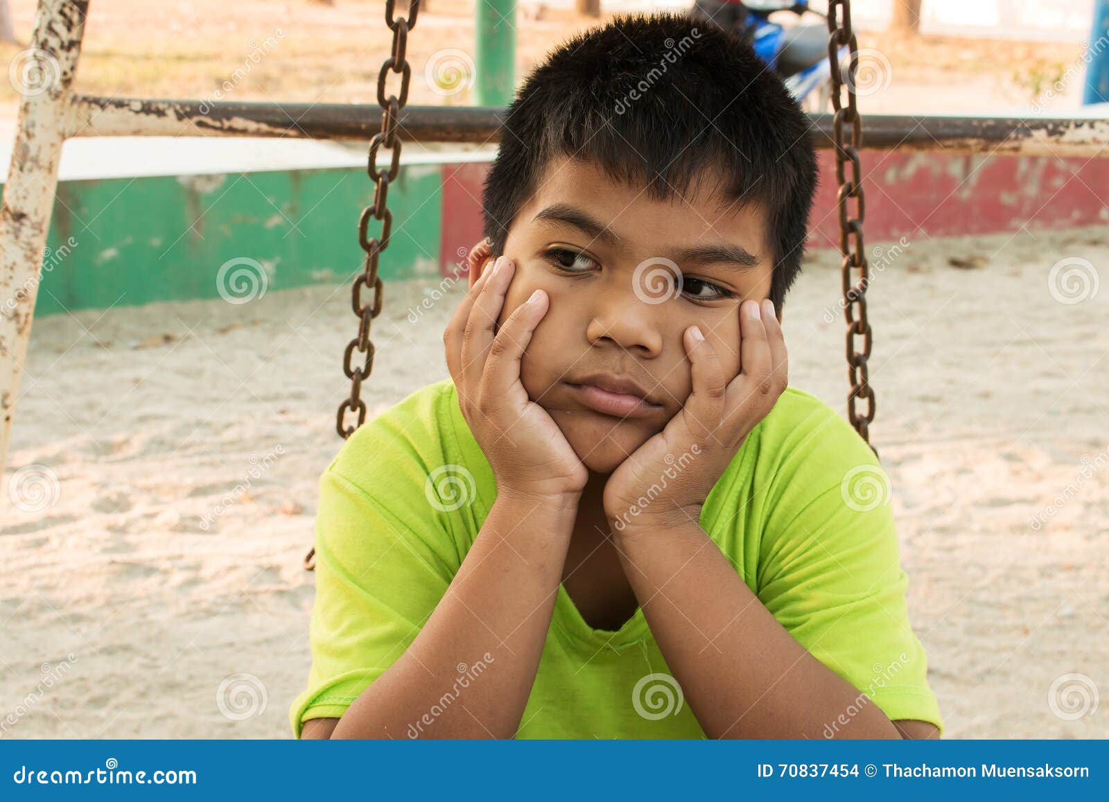 Boy sad at playground stock photo. Image of park, wait - 70837454