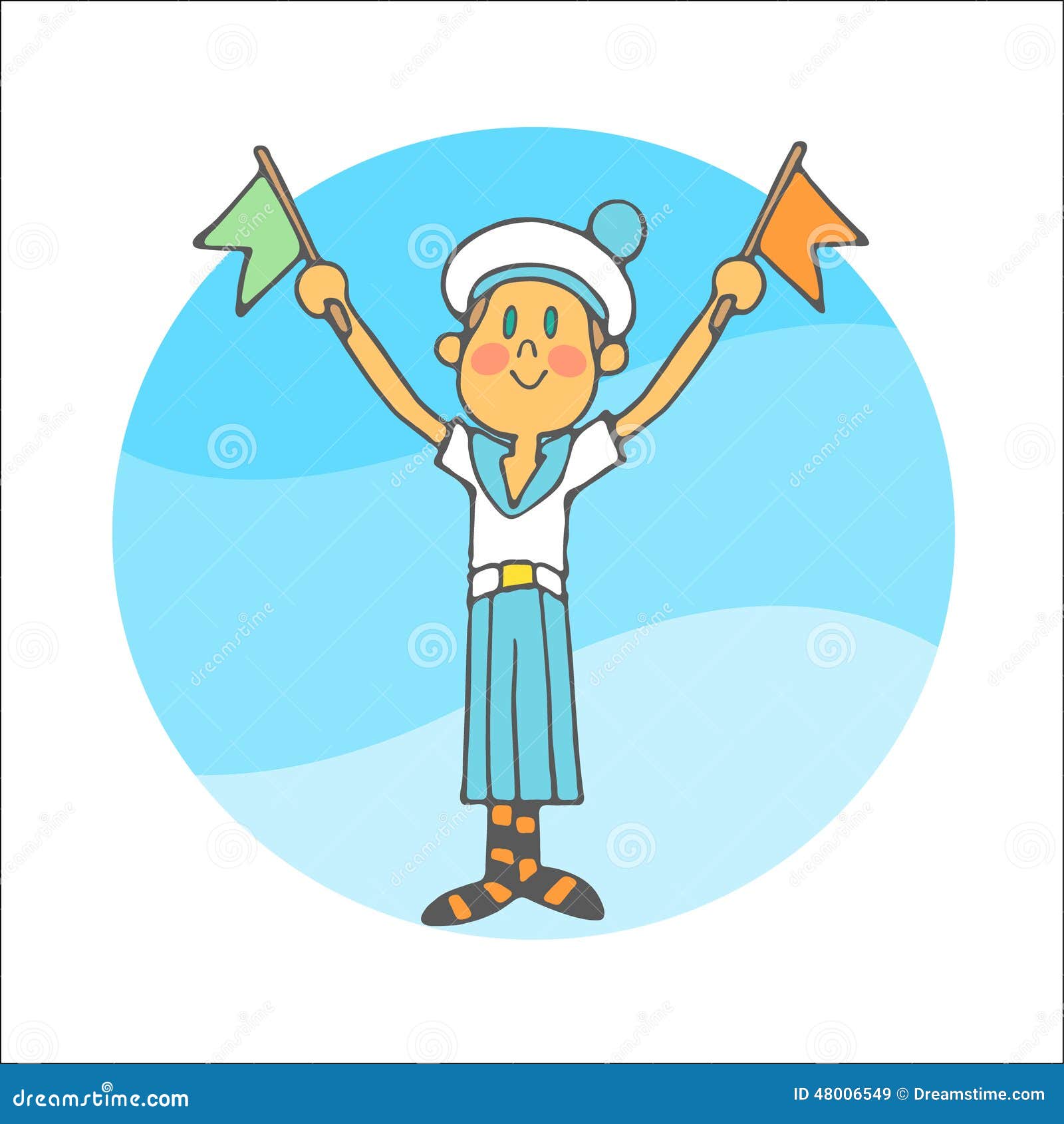 Boy in a Sailor Form Waves Flags Stock Vector - Illustration of ...