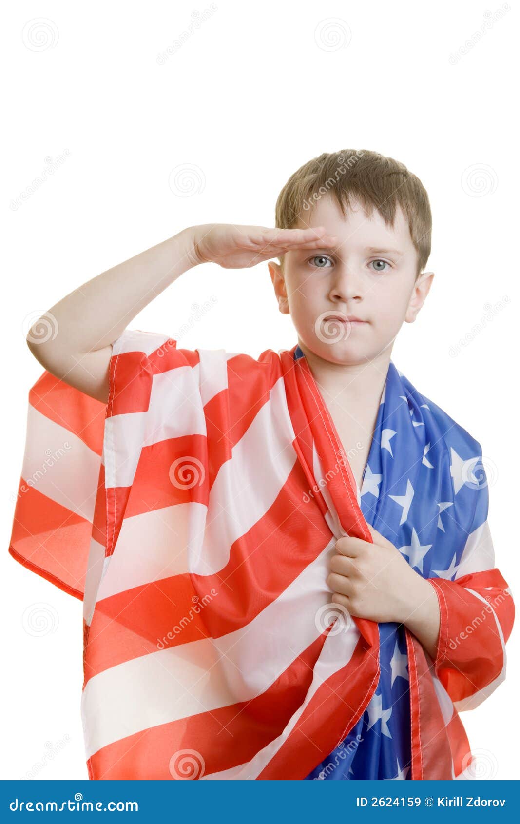 People Saluting American Flag