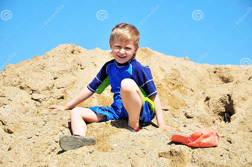 Boy in sand stock photo. Image of sand, beach, european - 14802546
