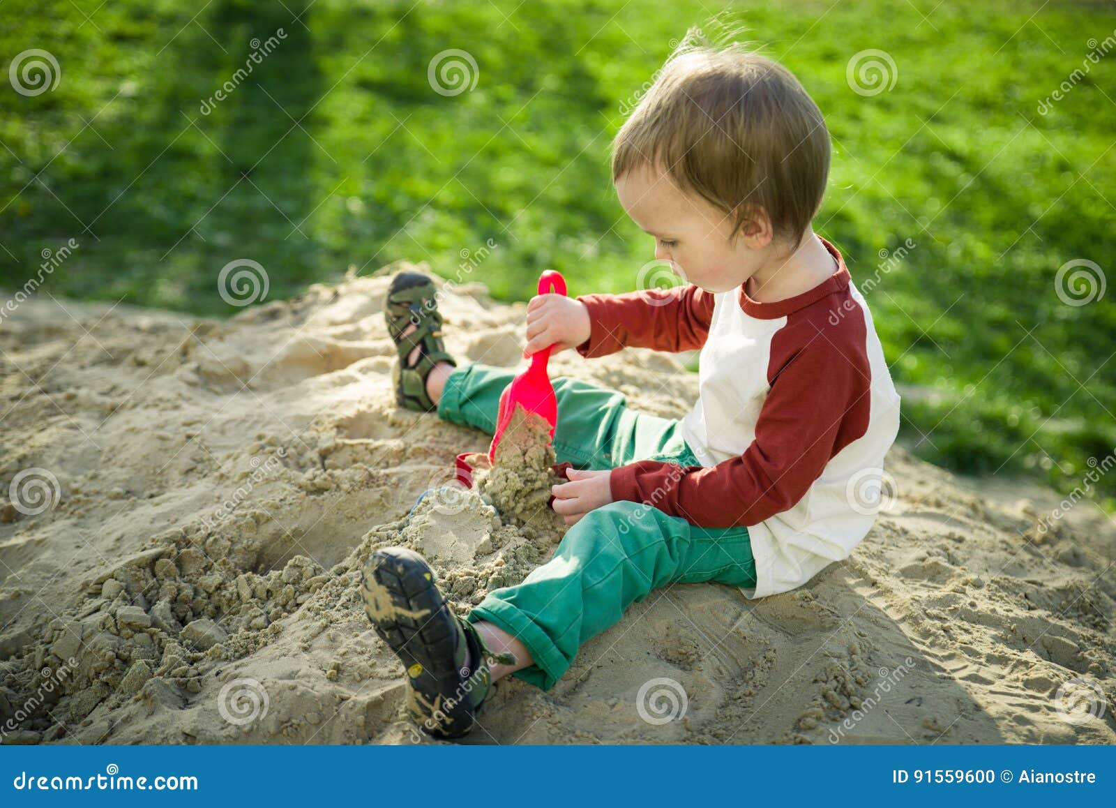 Boy and sand stock photo. Image of nature, childhood - 91559600