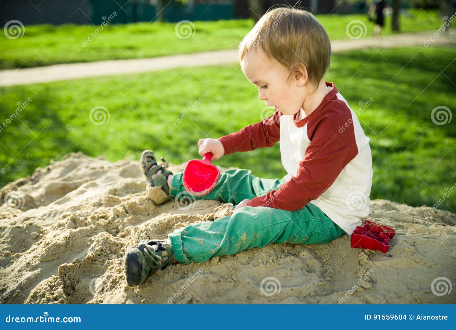 Boy and sand stock photo. Image of child, cute, happy - 91559604