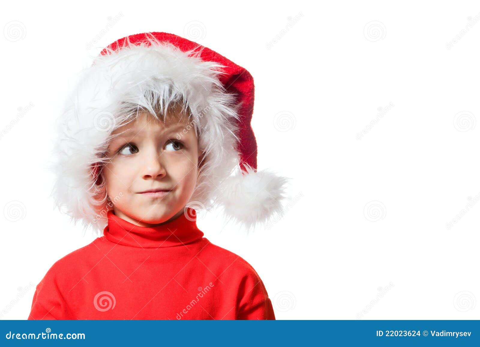 Boy in Santa Clause hat stock photo. Image of cute, face - 22023624