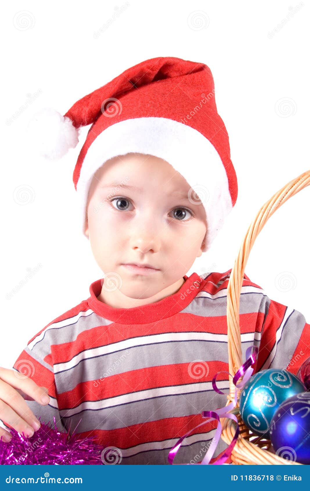Boy in Santa hat stock photo. Image of isolated, present - 11836718