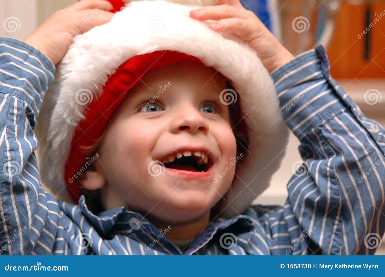 Boy in Santa hat stock photo. Image of children, young - 1658730