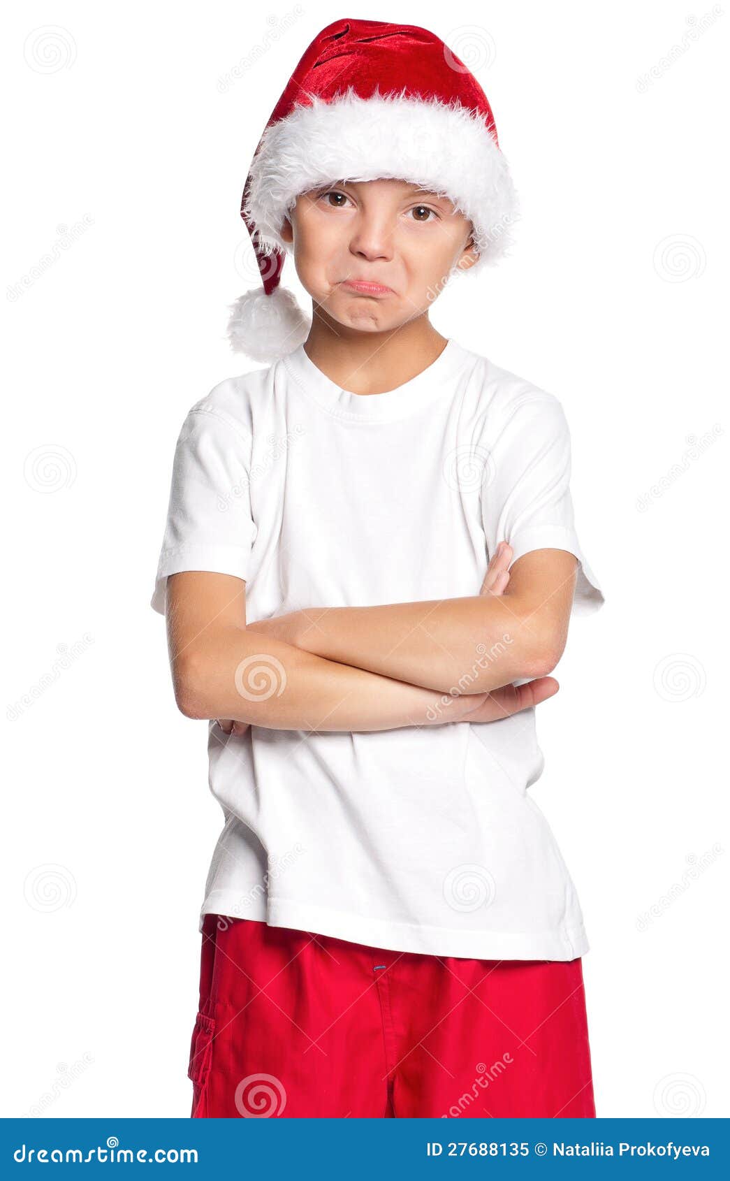 Boy in Santa hat stock image. Image of merry, childhood - 27688135