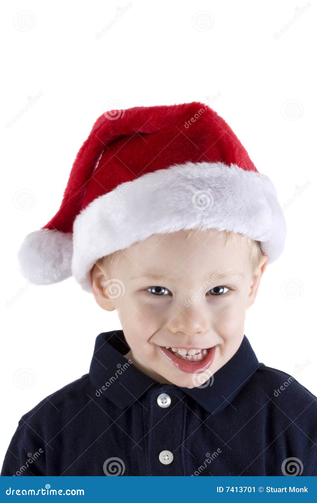 Boy in santa hat stock image. Image of portrait, happy - 7413701