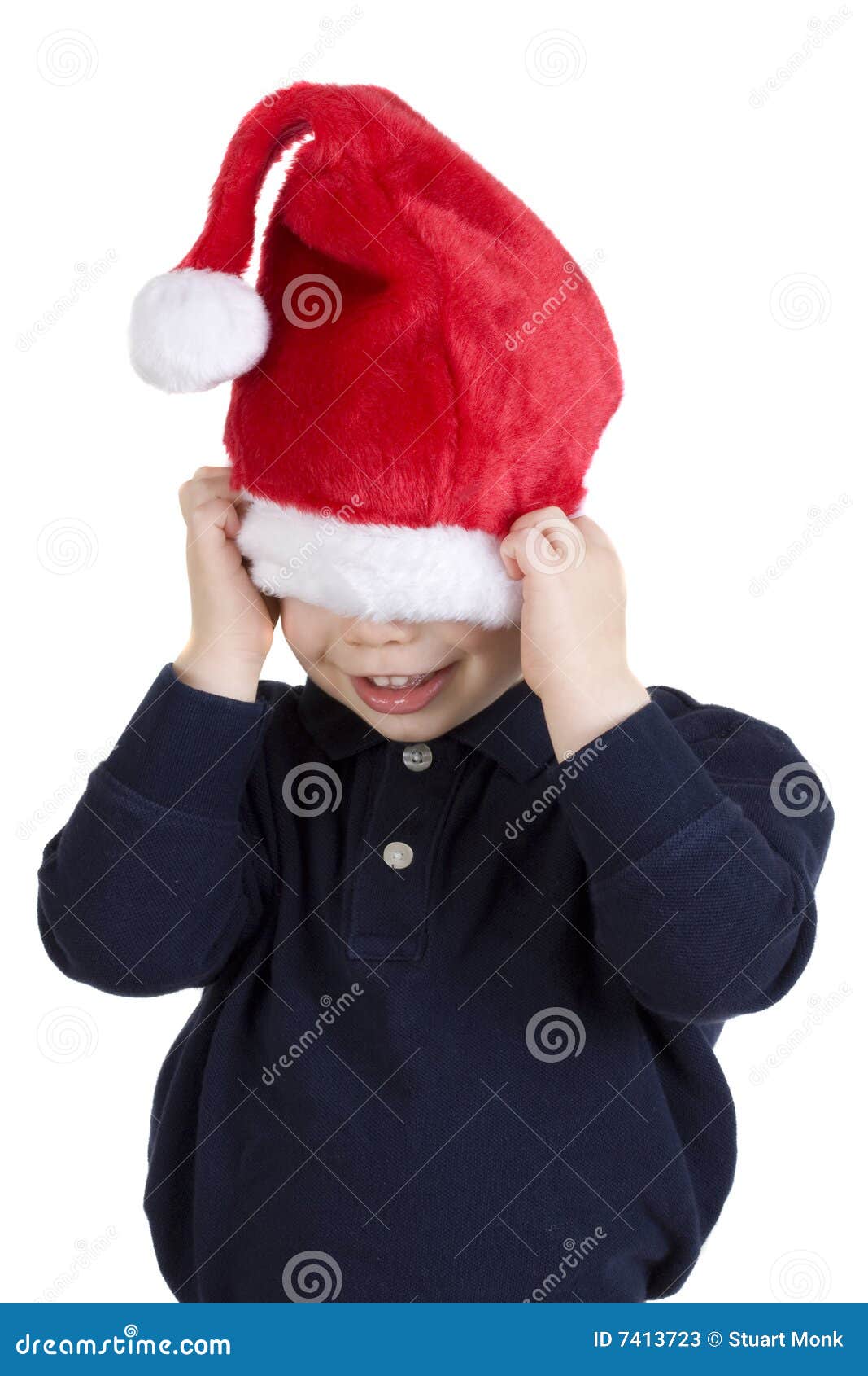 Boy in santa hat stock image. Image of male, cheerful - 7413723