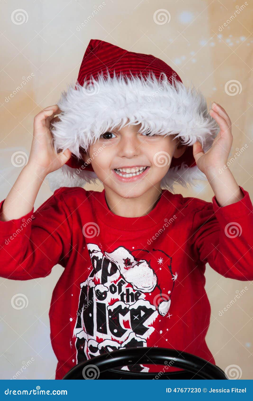 Boy in Santa hat stock photo. Image of smiling, little - 47677230