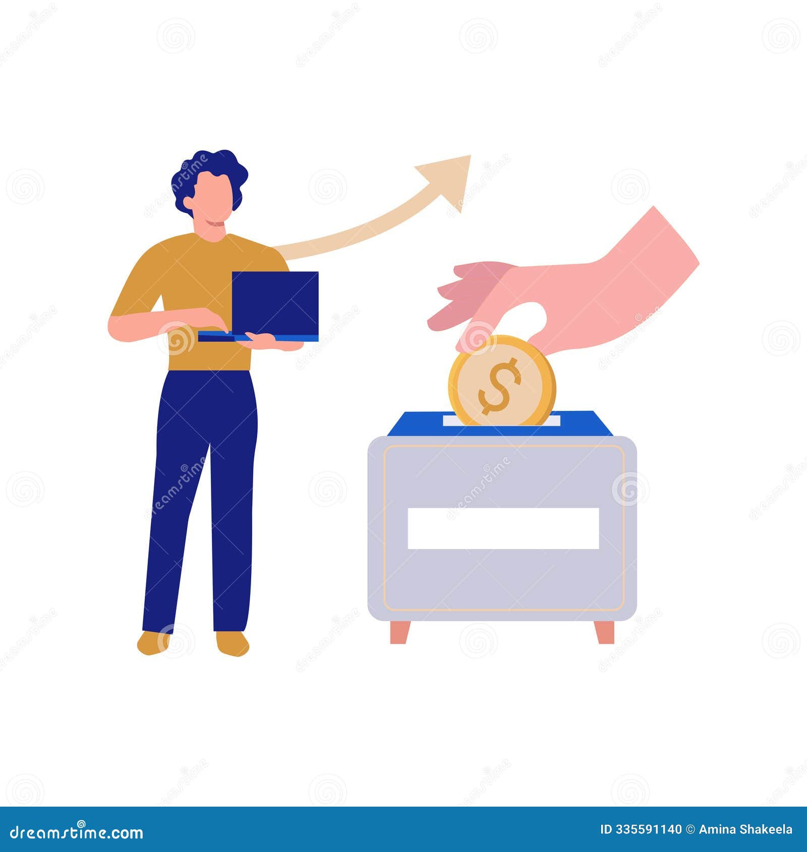 Boy Saving Money in Digital Savings Box Stock Illustration ...
